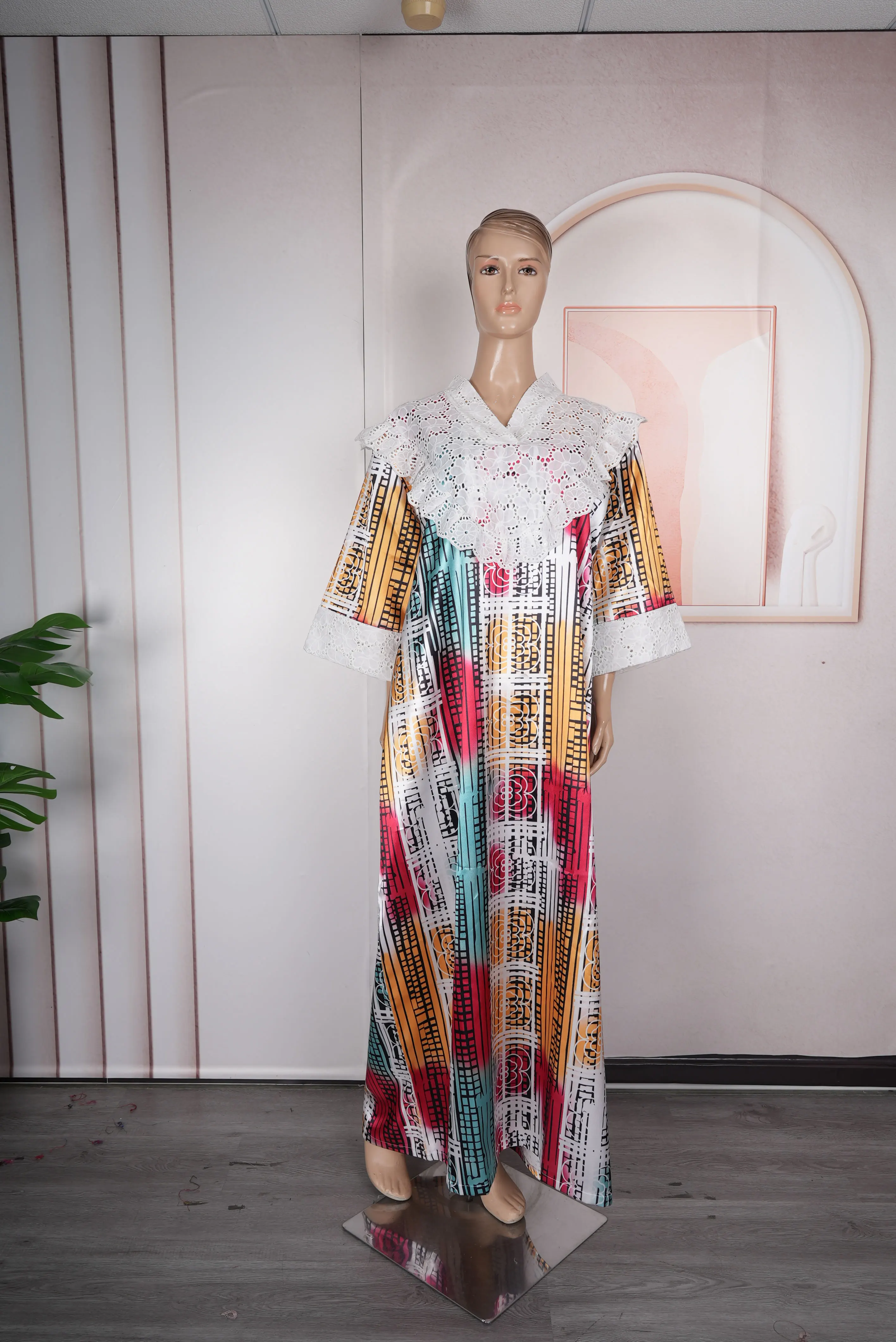 H&d Custom African Fashion New Satin Print Long Floor-length Dress Robe ...