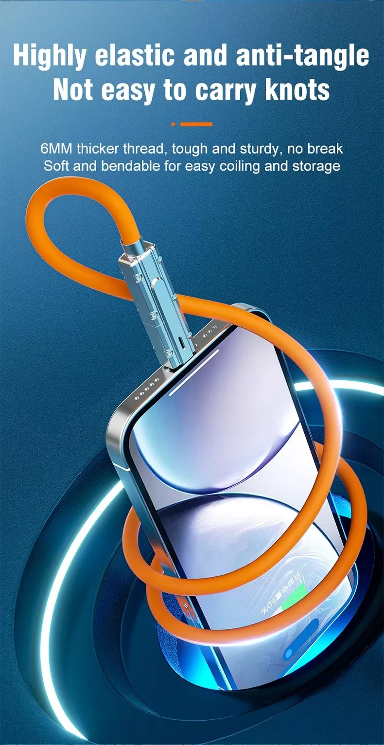 PD 27W 480Mbps 2 Tow 2 Data Cable Liquid Silicone Gel Zinc Alloy USB ...