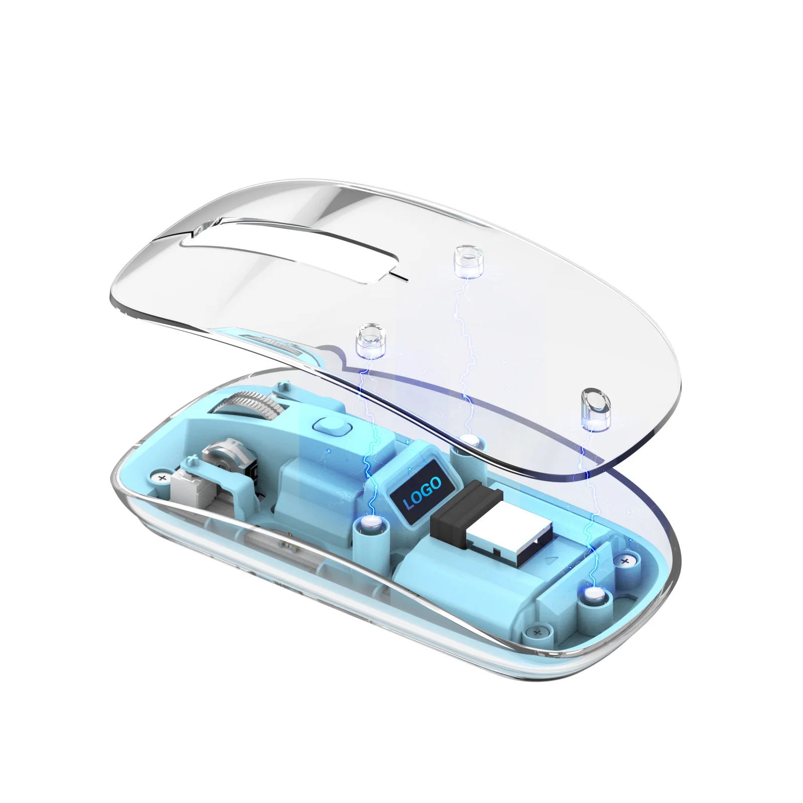 Transparent portable mouse mini size wireless and bluetooth dual modes ...