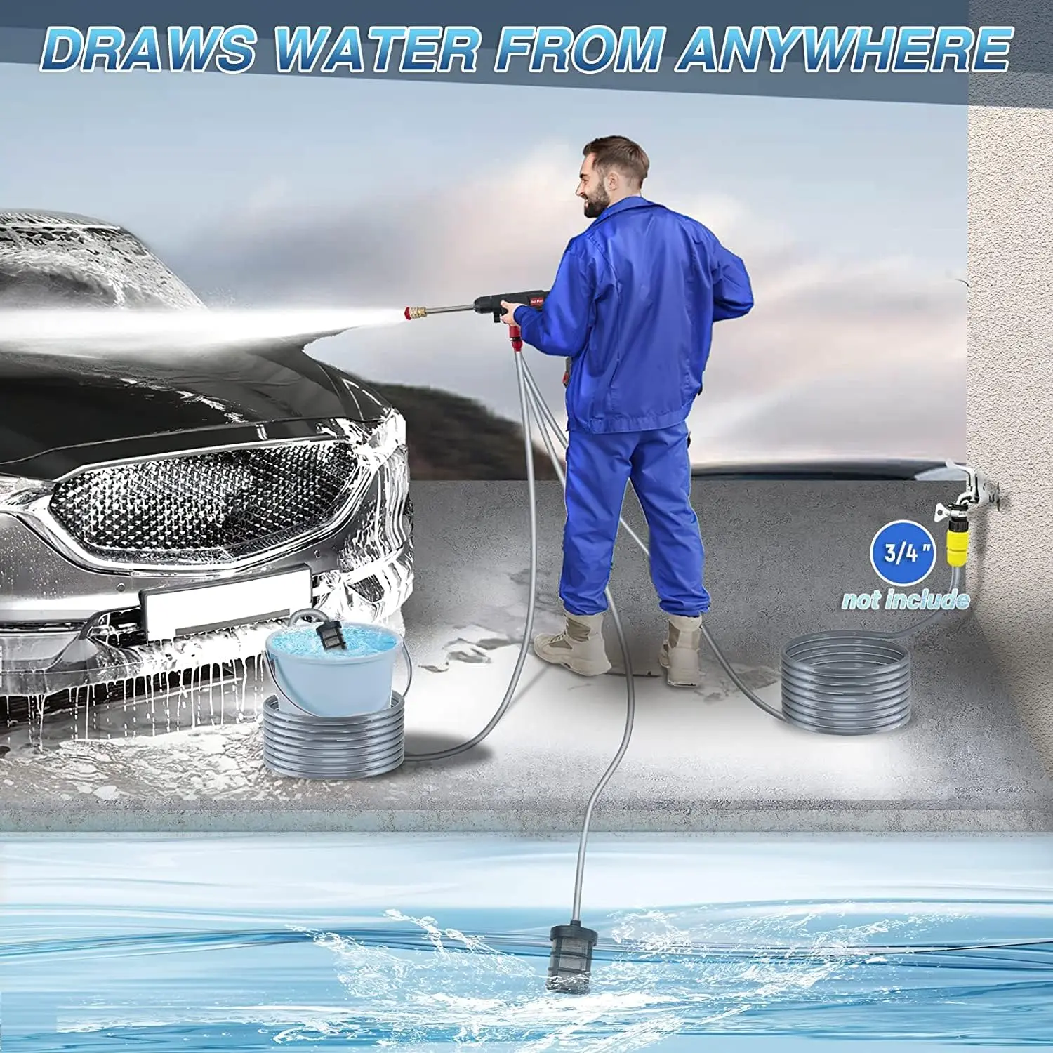 21v High Pressure Cordless Car Washer - Portable & Efficient