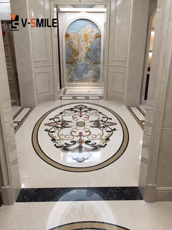 Natural Stone Waterjet Medallion Special Marble Inlay Flooring Flower ...