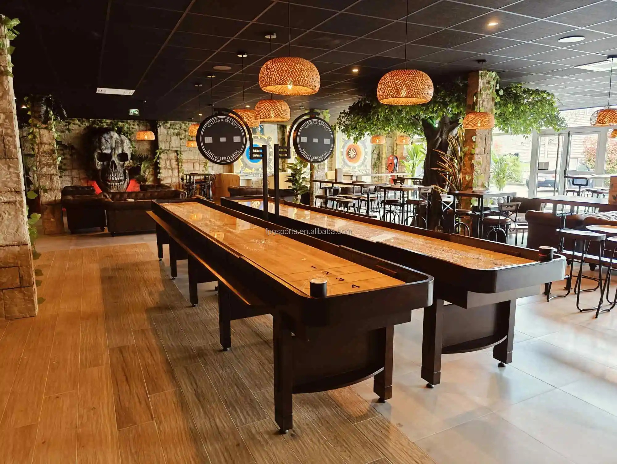 18FT Solid Wood Shuffleboard Table - Popular Club Game