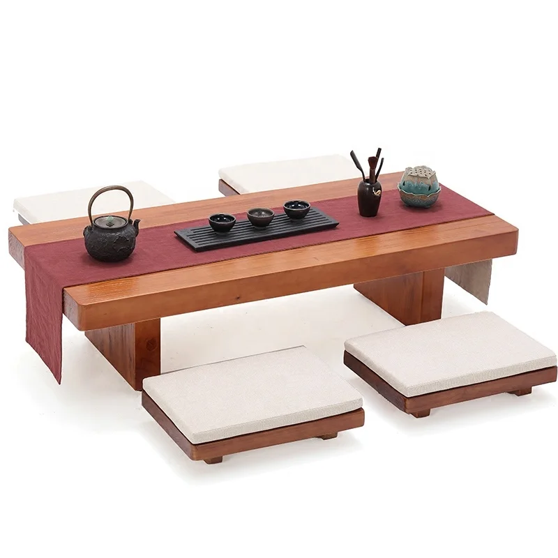 Japanese low table solid wood tatami living room sitting Zen tea table ...