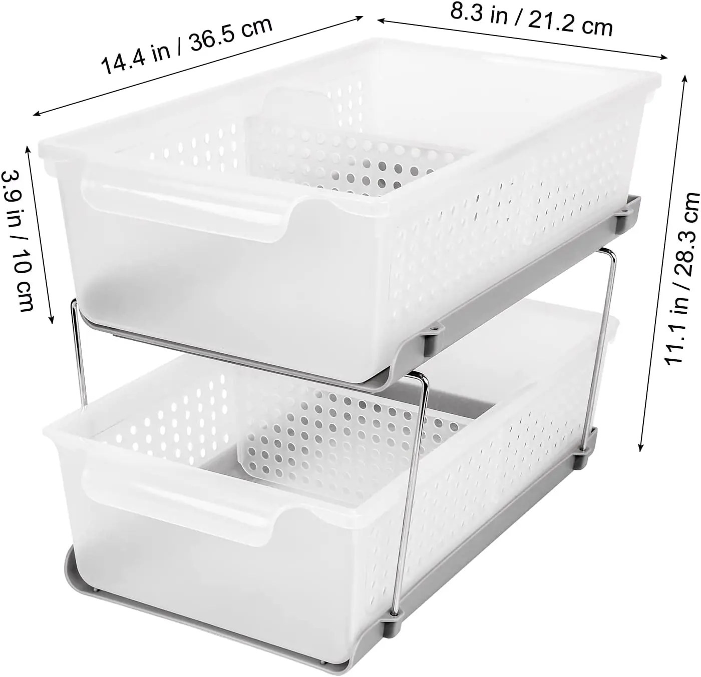 2-tier Sliding Storage Basket With Handle Bath Collection Box Space ...