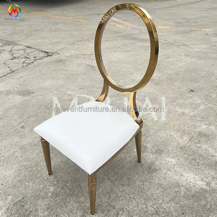 Wholesale Luxury Hall Wedding Round Back Stackable Gold Stainless Steel ...