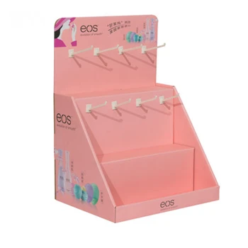 Pop Custom Corrugated Cardboard Counter Display Unit Pop Paper Peg Hooks Table Top Display For ...
