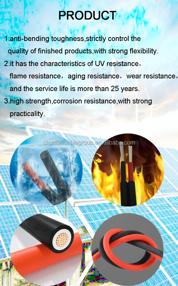 Solar System Electrical Copper Wires And Pvc Uv Power Cables 4mm2 6mm2 ...