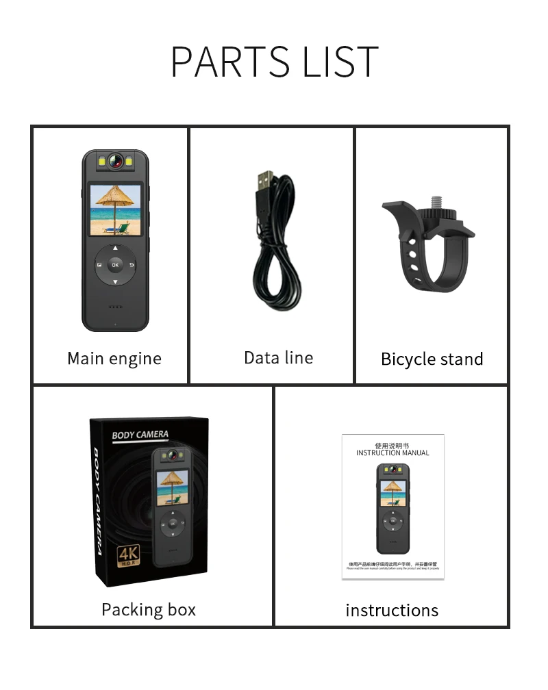 Mini 4k Body Worn Camera Cam For Mili Tary Security Enfor Cement Ir ...