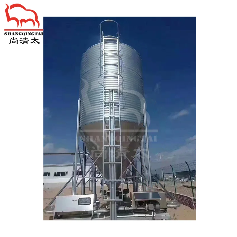 7 Tons Silo Feed Bin Automatic Feeding Line For Piggery Equipment Feed ...