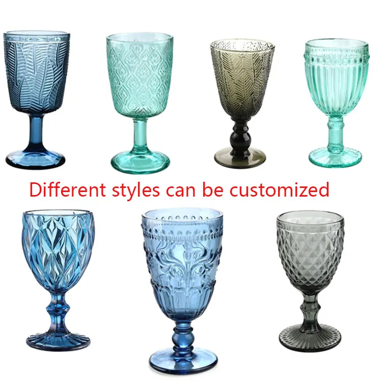 Vintage Glass Drinking Cups - Elegant Crystal Colored Goblets