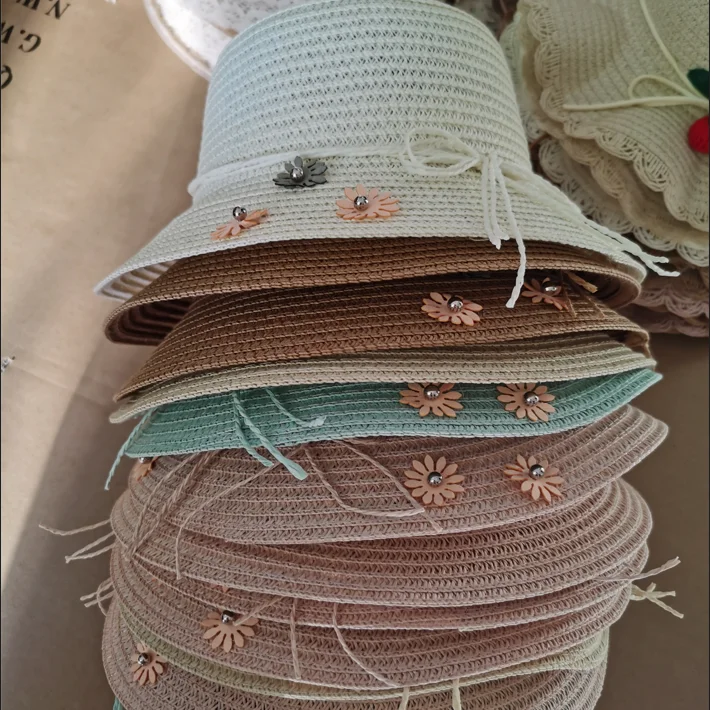 2024 Summer Beach Vacation Children Rattan Straw Hat Cartoon Smiling ...