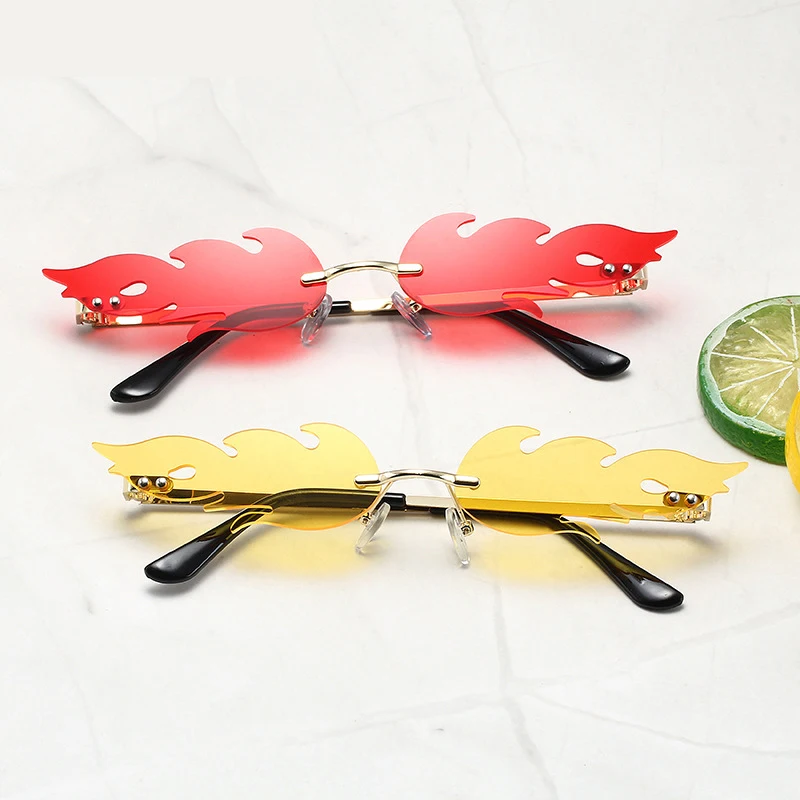 Fire Funny Party Glasses Festival Ball Eyeglasses Metal Fashion Rimless ...