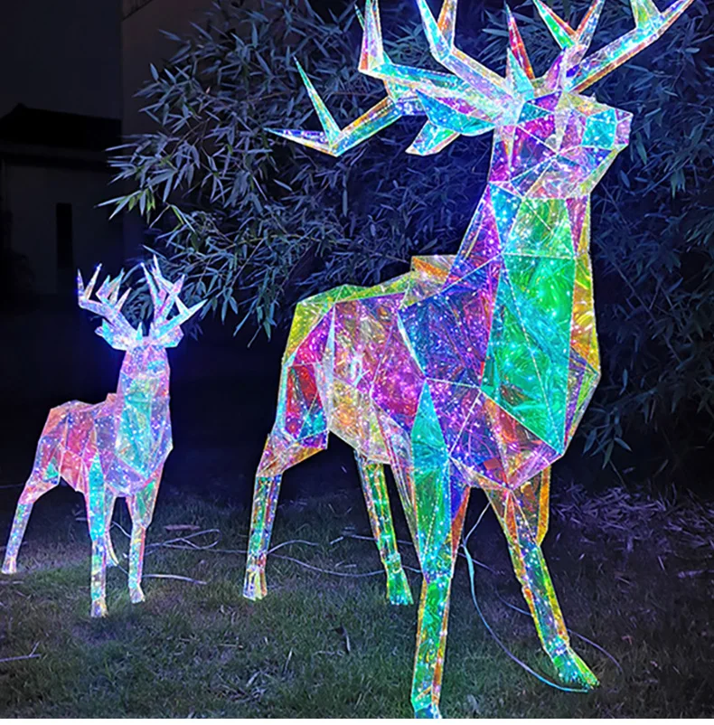 3D Fantasy Color Luminous Reindeer Sculpture for Holidays