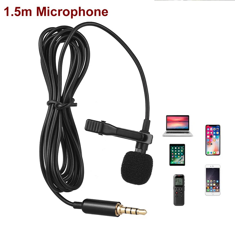 Professional Interview Portable Microphone Clip On Wired Lavalier Mini ...
