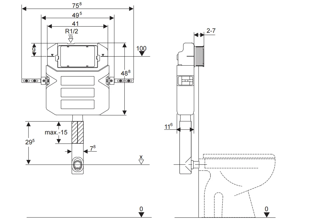 Wholesale Water Tank Concealed Cistern Wall- Mounted Flush Tank For ...