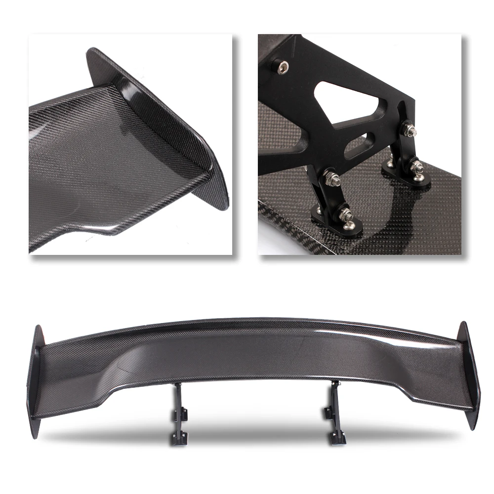 Racing Rear Spoiler GT Style 57Inch Carbon Fiber Car Trunk Wing Spoiler Adjustable Bracket ...