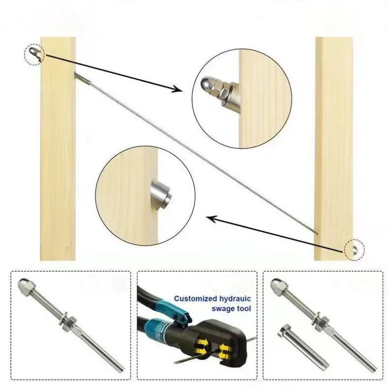 316 Stainless Steel Cable Railing Hardware Swage Rigging Stud Wire Rope ...