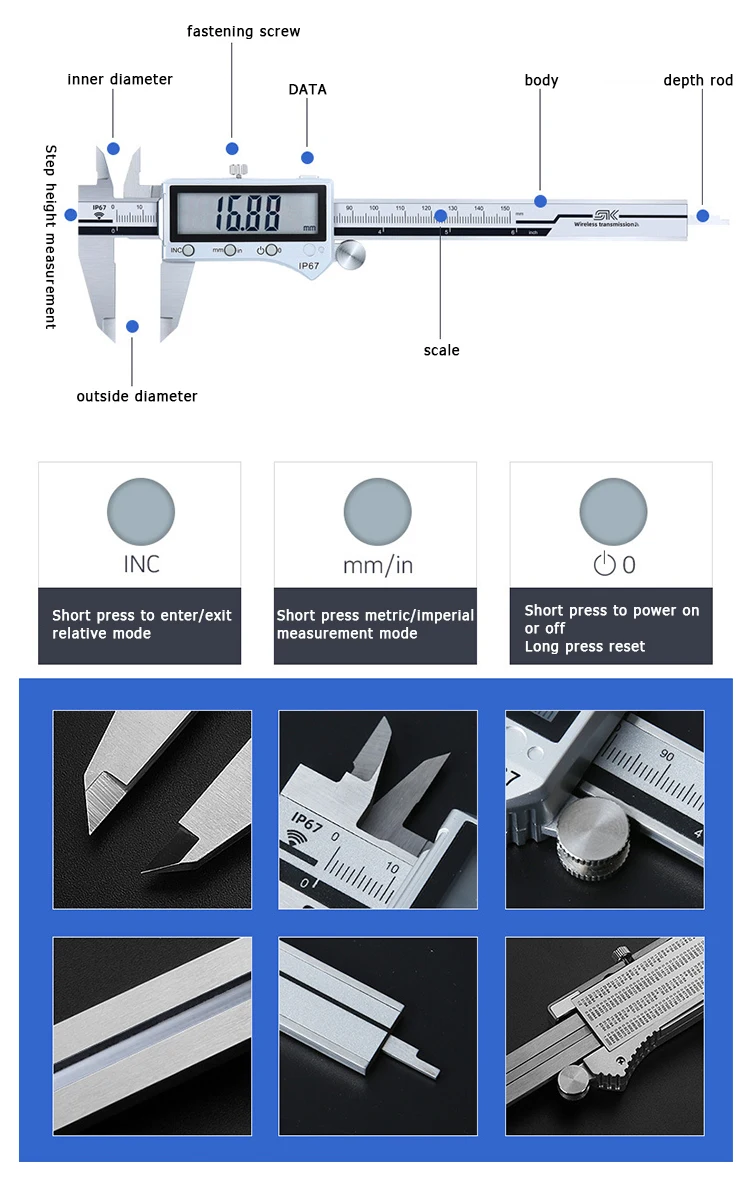 IP67 Bluetooth Digital Vernier Caliper - Waterproof & Precise
