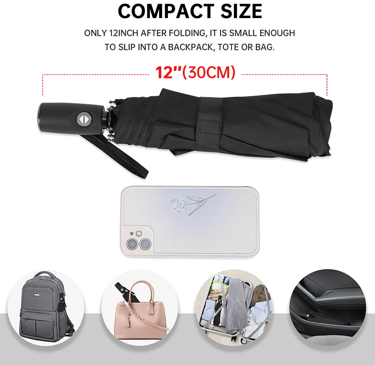 Windproof Travel Compact Light Automatic Strong Portable Umbrella