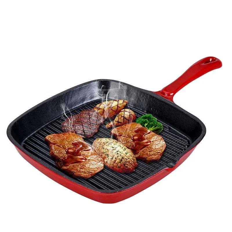 European Metalac Cast Iron Griddle Grill Pan Enamel Coating Cookware ...