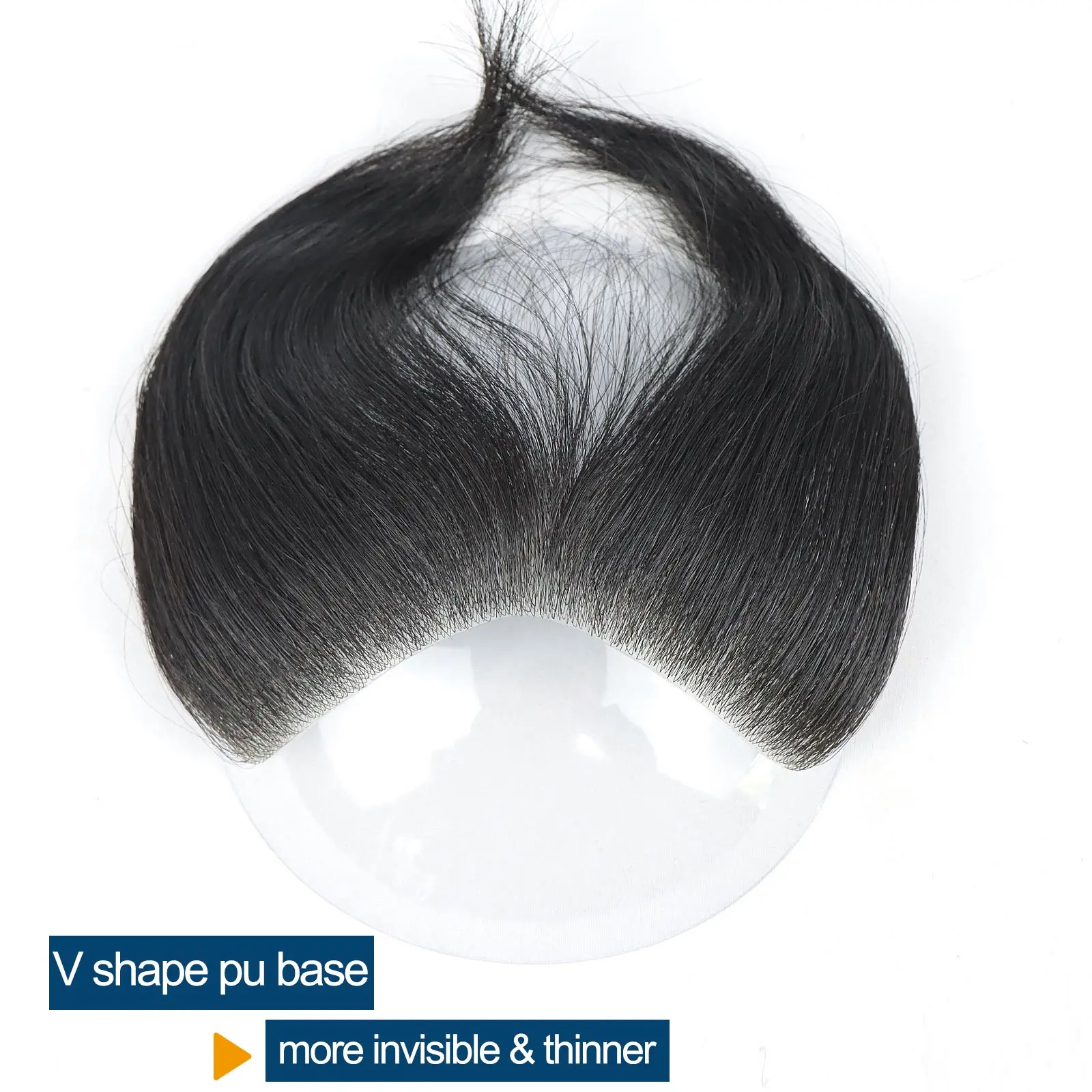 100% Human Hair Piece - V Loop Frontal Hairpieces for Men