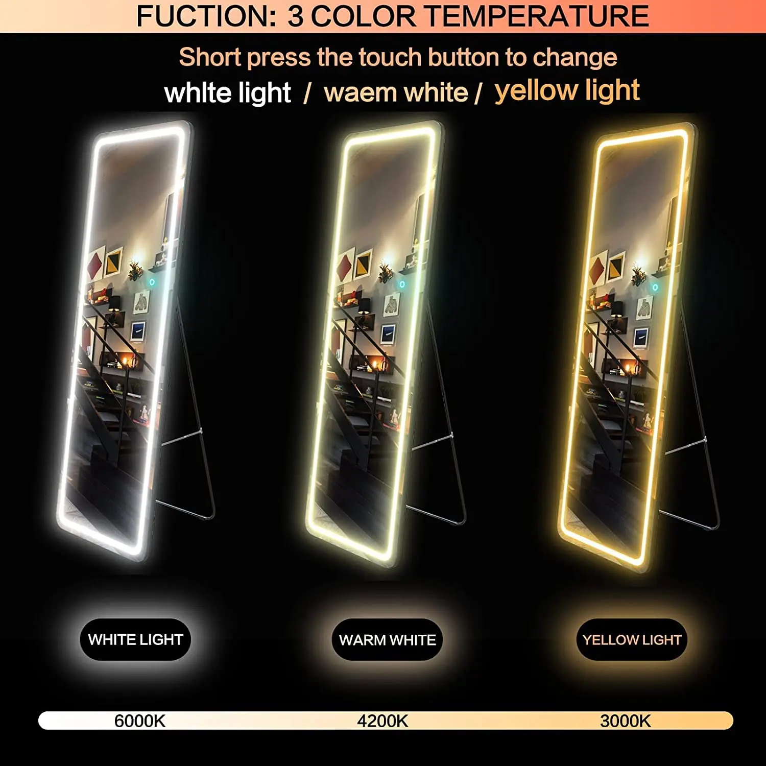 Luxury LED Standing Mirror - Perfect for Living Room Decor