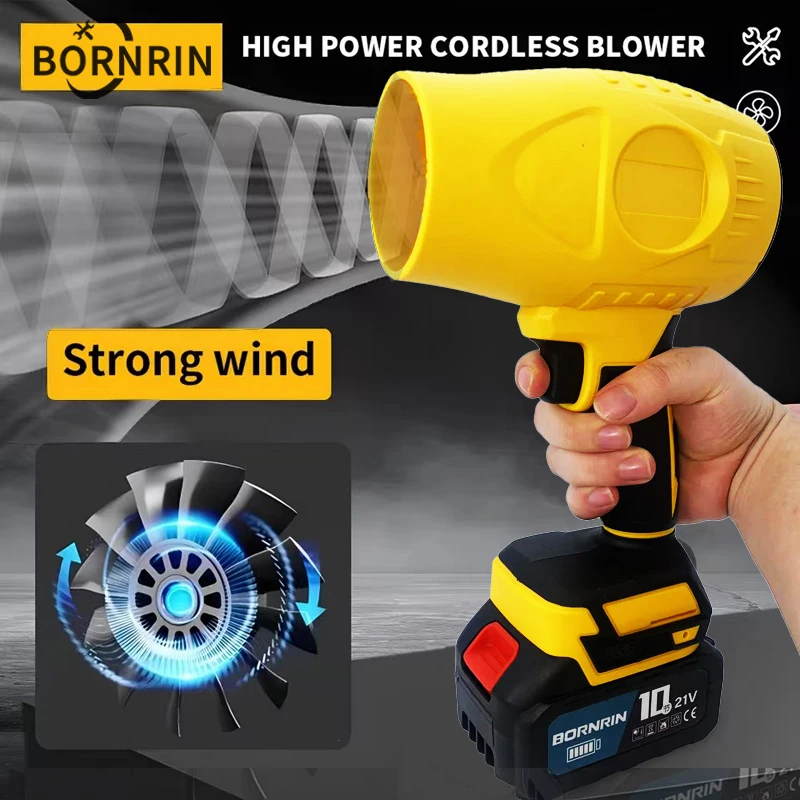Portable 21V Battery Powered Air Blower - High Speed Leaf Cleaning Fan ...