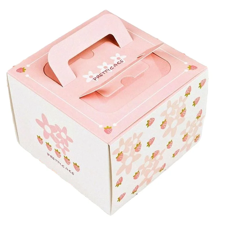 Custom Printed Cardboard Paper Cake Box With Window/handle - Buy Cake ...