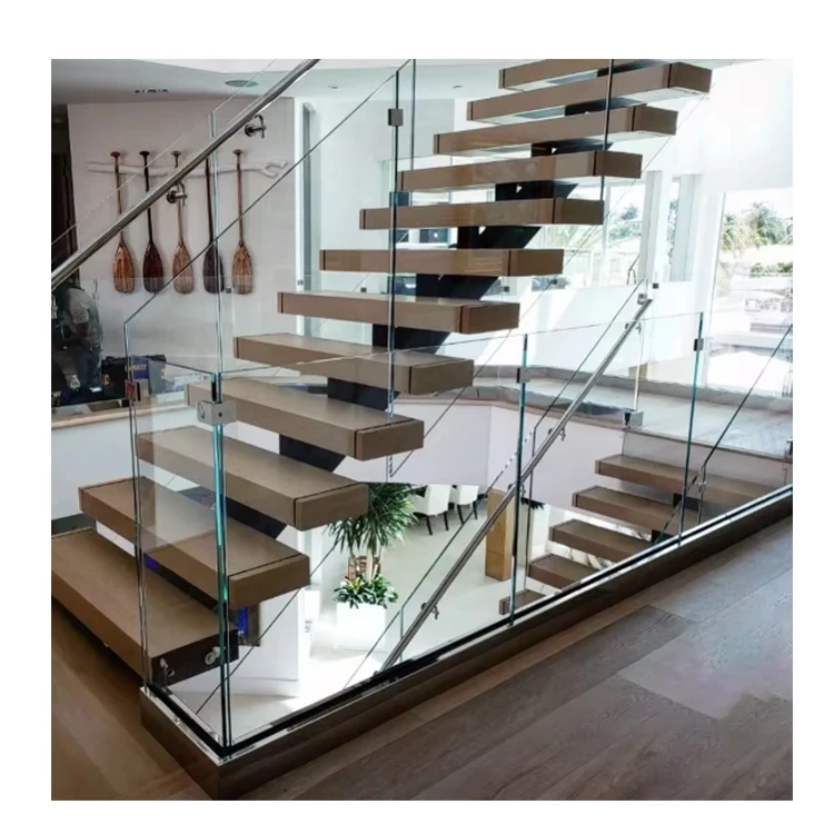 Modern Steel Beam Stair Open Riser Staircase Design Wood Handrail ...