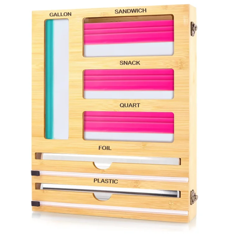 Bamboo Wood Digital Food Container Set Zipper Bag Organizer Bag And ...