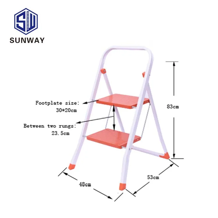 Safety Steel 2 Tier Wide Steps Folding Portable Ladder Step Stool With ...