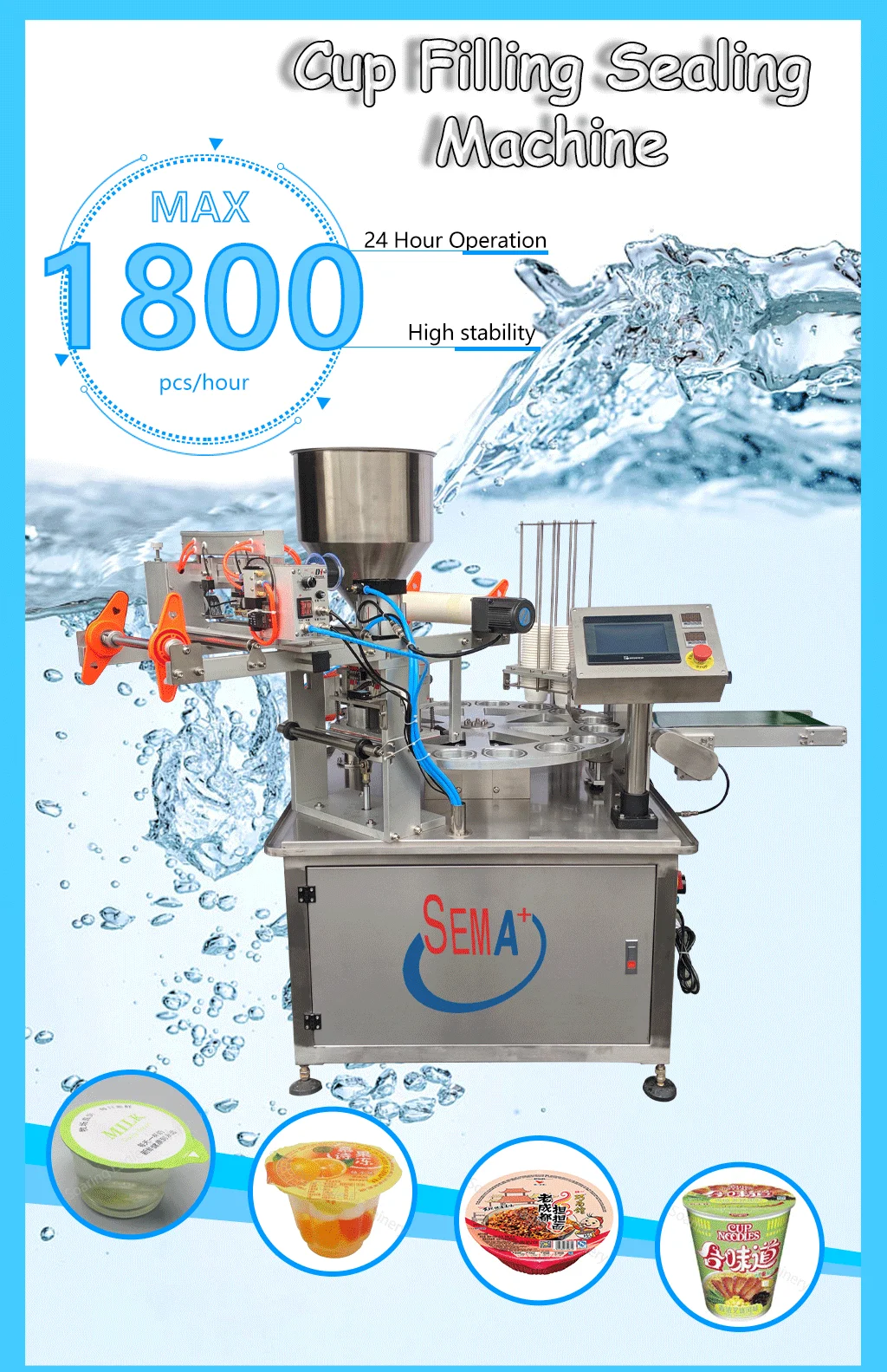 Automatically Rotary Ice Cream Instant Yoghurt Water Coffee Cup Filling ...