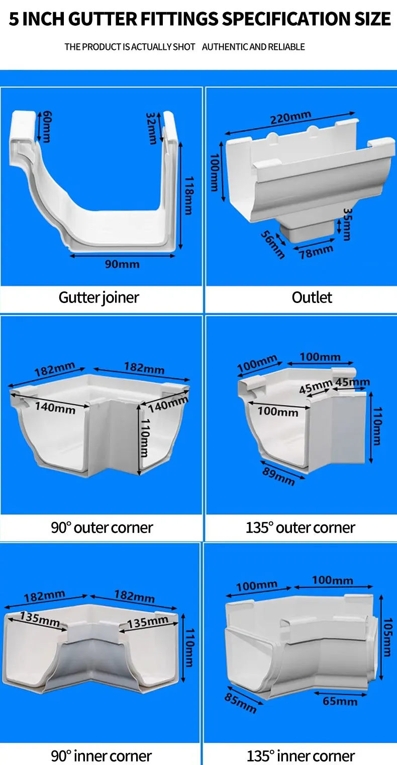 5.2inch Pvc Pipe Fitting 90 Degree Outside Corner Gutter Fitting Home ...