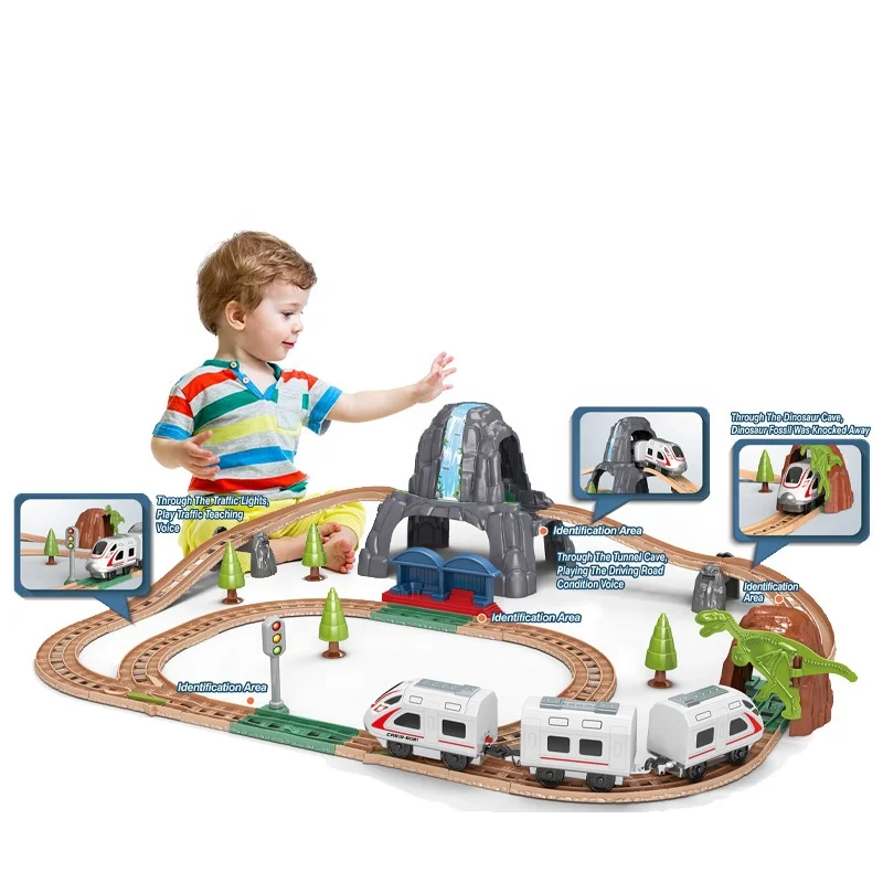 202CM Electric Rail Railway Toy With Light Sound Diy Stem Train Toy ...
