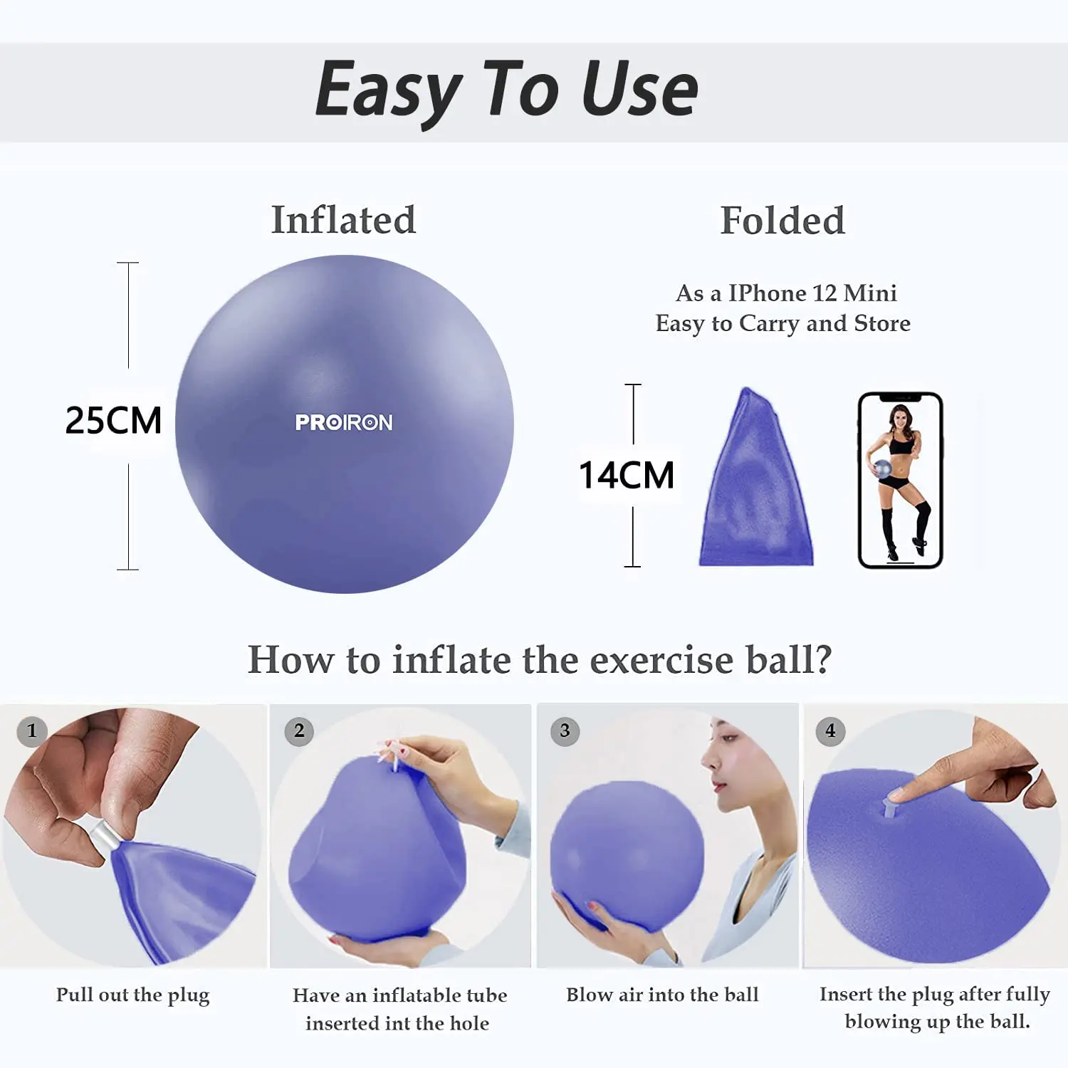 PROIRON 25cm Soft Pilates Ball in 5 Colors, Anti slip Surface Texture ...