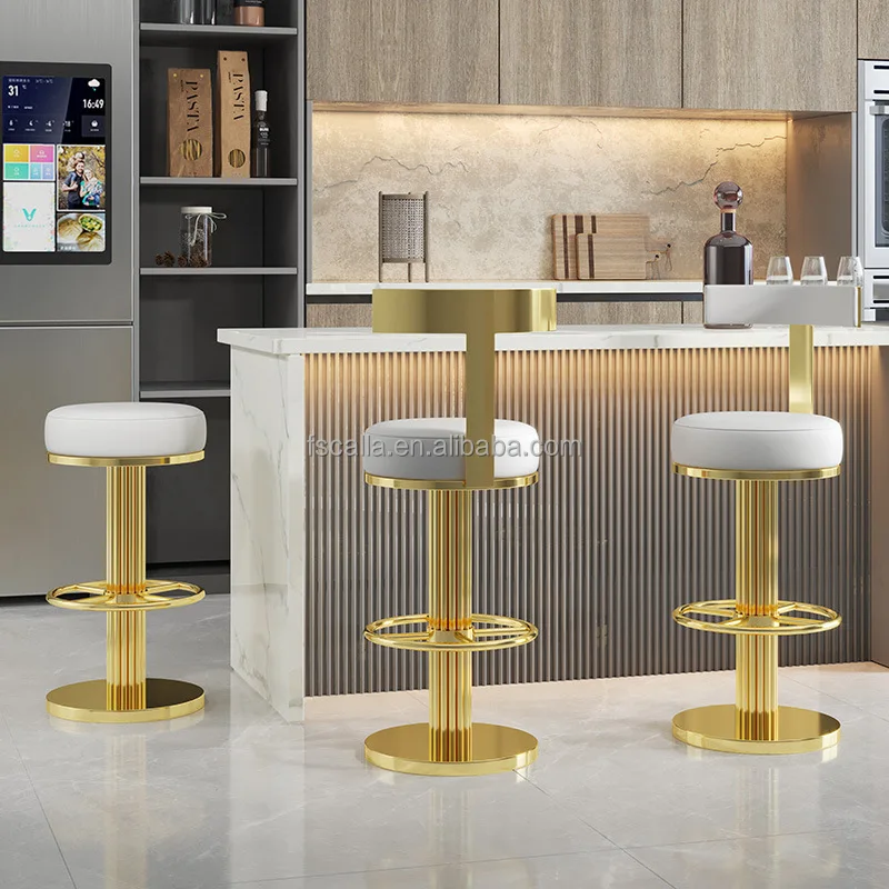 Shop Our Modern Metal Base Adjustable Swivel Gold Bar Chair