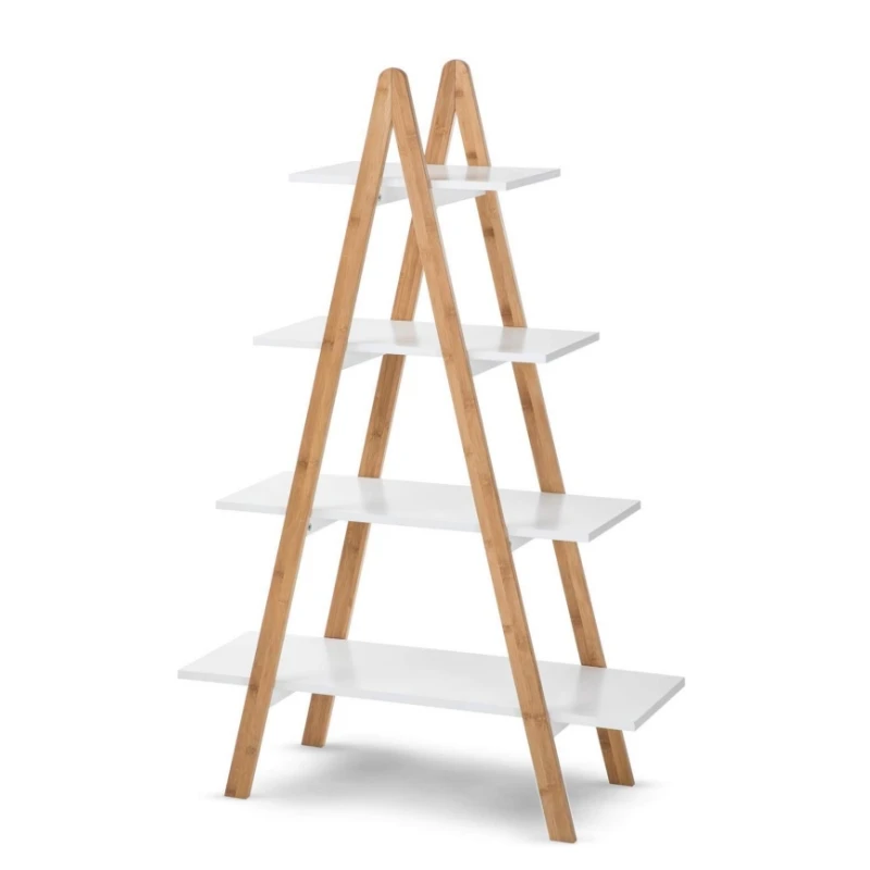 Modern 4-Tier A-Frame Foldable Shelf Folding Storage Rack Wooden Ladder ...