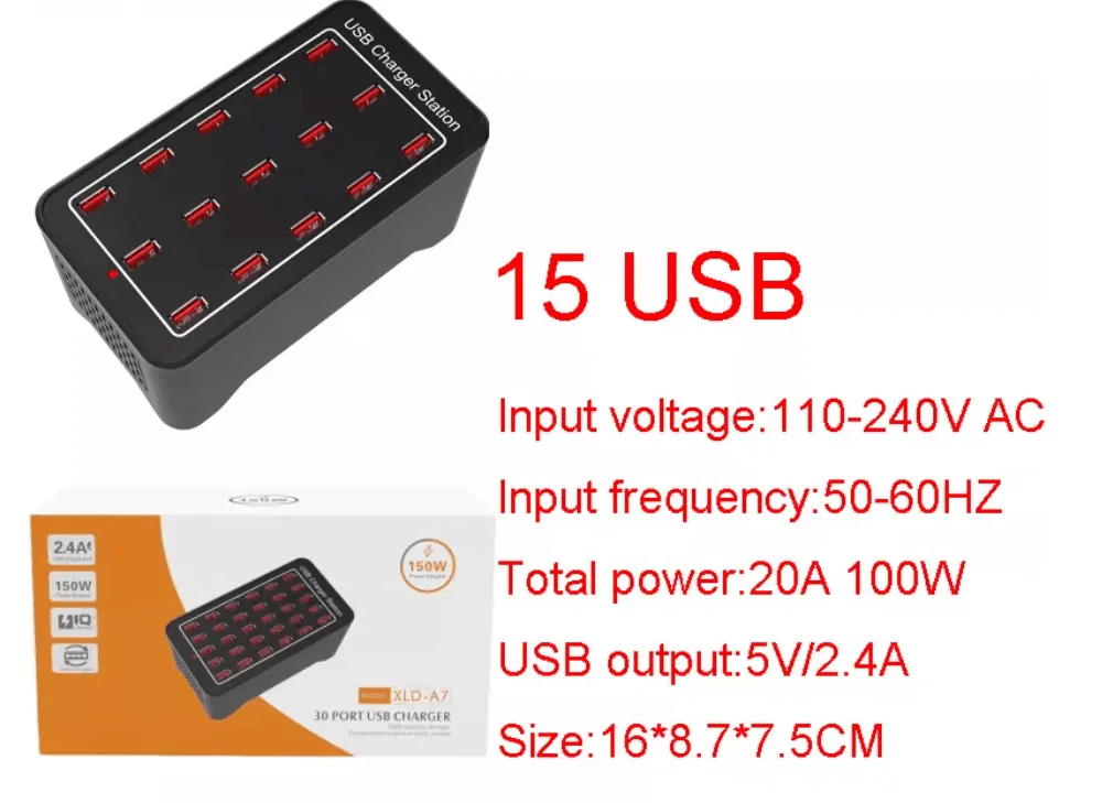 150w High Power 4 10 15 20 25 30 Ports 5v 2.4a Smart Charging Station ...