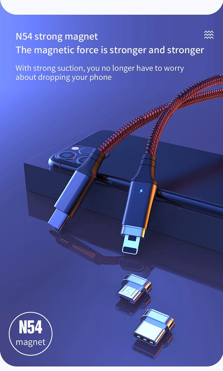 Six In One Magnetic Data Cable 100w Power Fast Charge Cable C To 3 Type ...