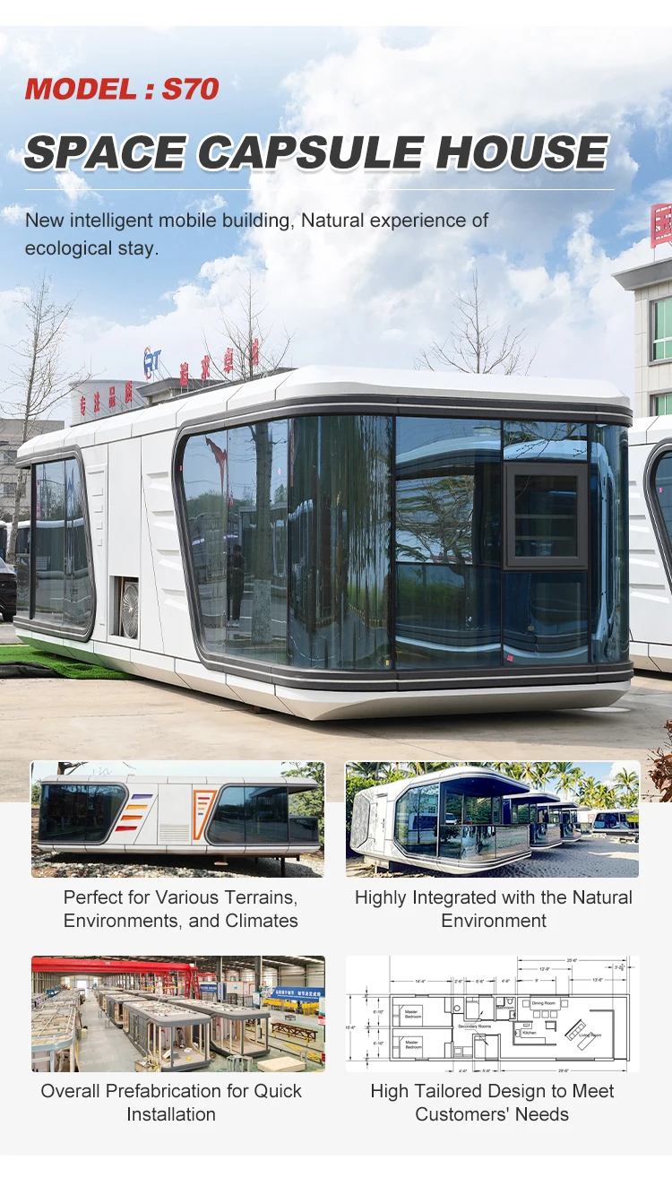 Smart Luxury Steel Structure Capsule House Prefab Eco-Friendly Fire ...