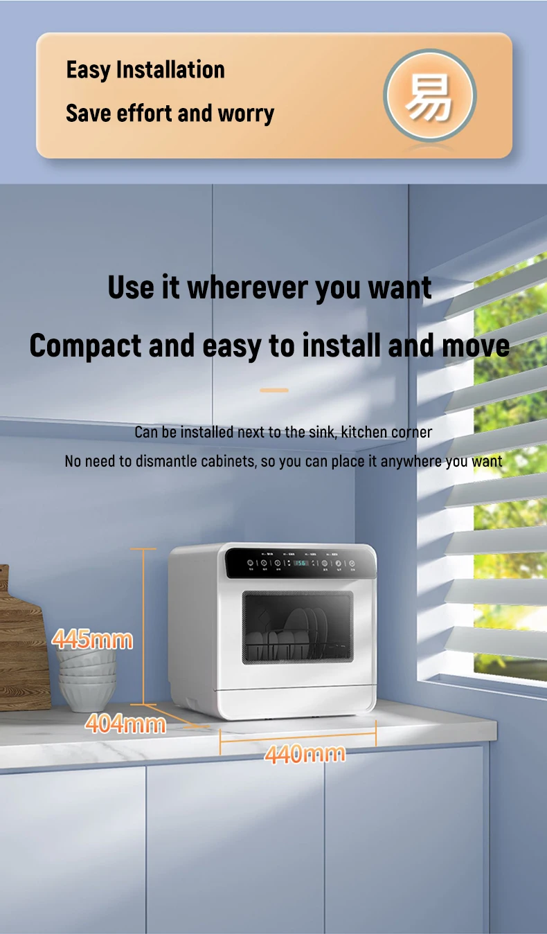 Compact Automatic Electric Kitchen - Stainless Steel Dishwasher