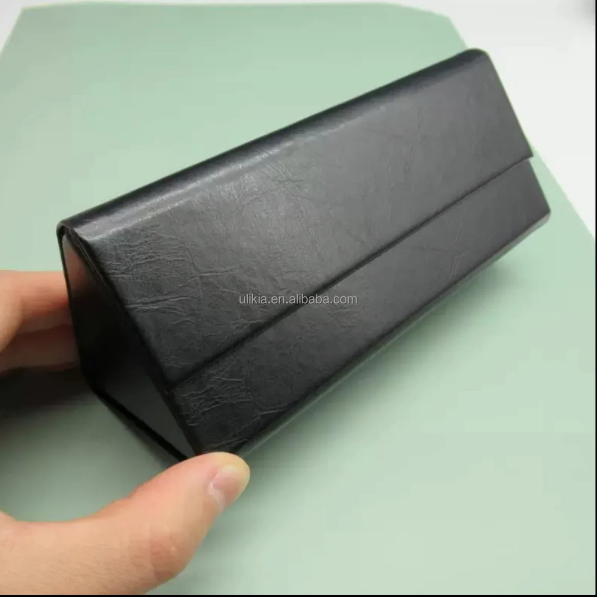 Triangle Foldable Glasses Case Portable Magnetic Closure PU Leather ...