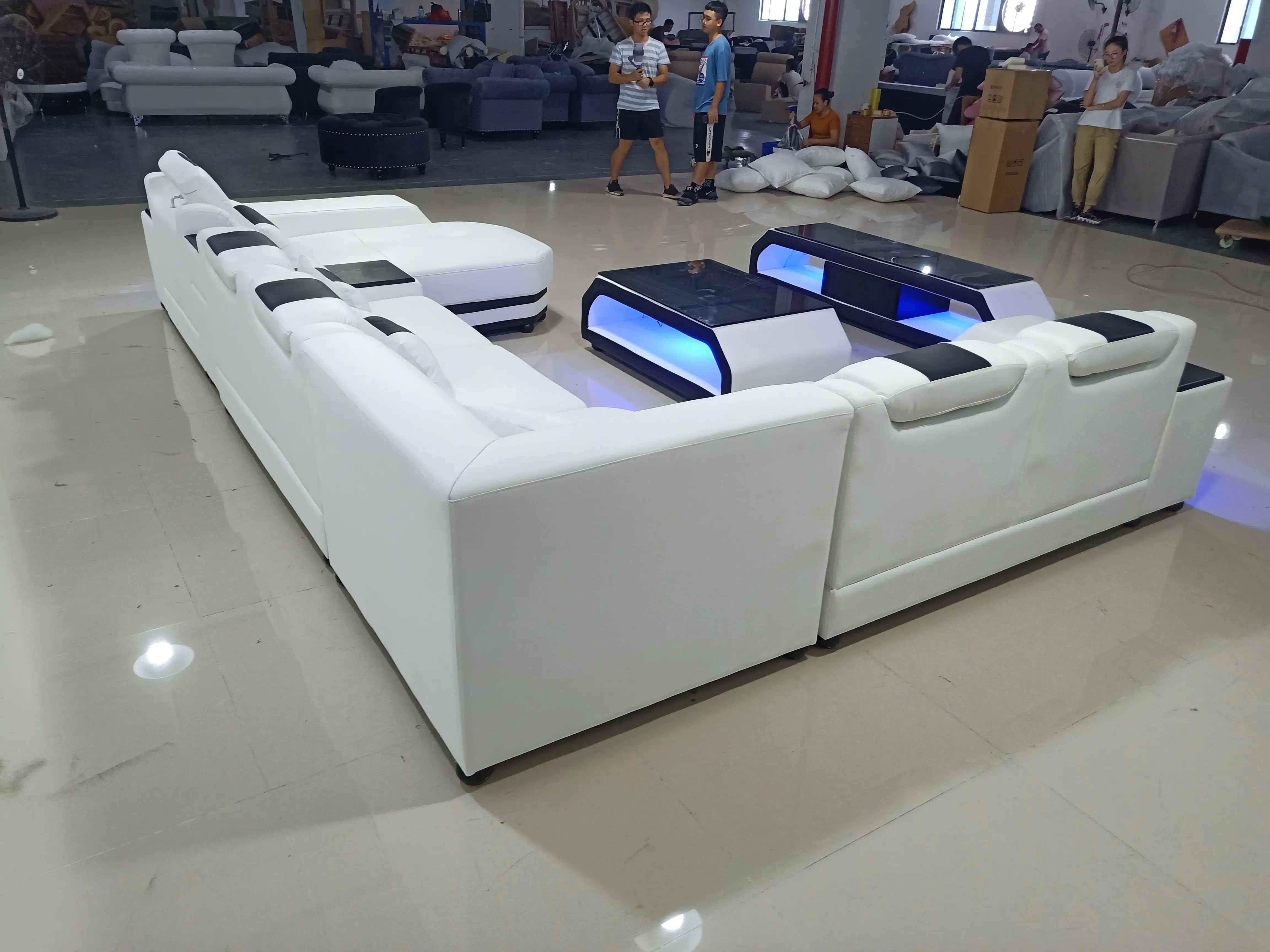 Cbmmart Modern Living Room Leather Sofas Set Furniture Multi-function ...