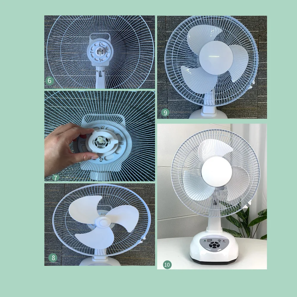 12" Inch AC DC Rechargeable Fan - LED Light & Mobile Charge