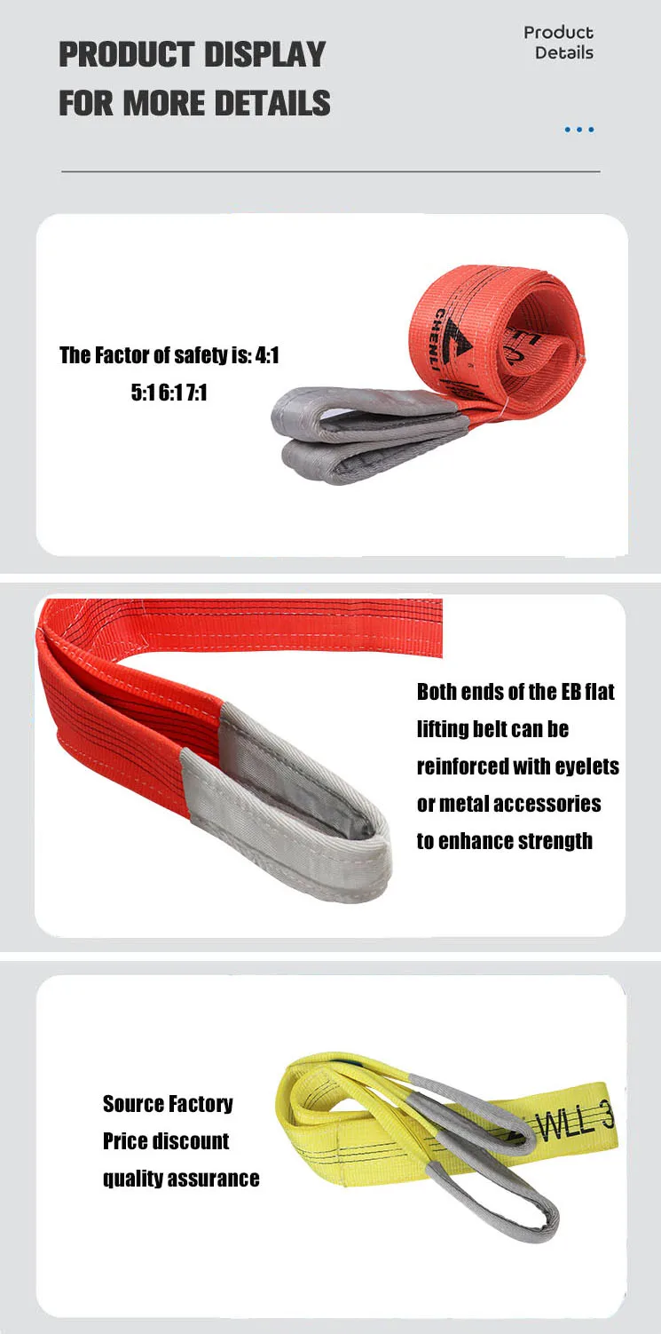 Chenli High Quality Lifting Webbing Sling Safety Factor 5:1 6:1 7:1 Eye To Eye Webbing Sling ...
