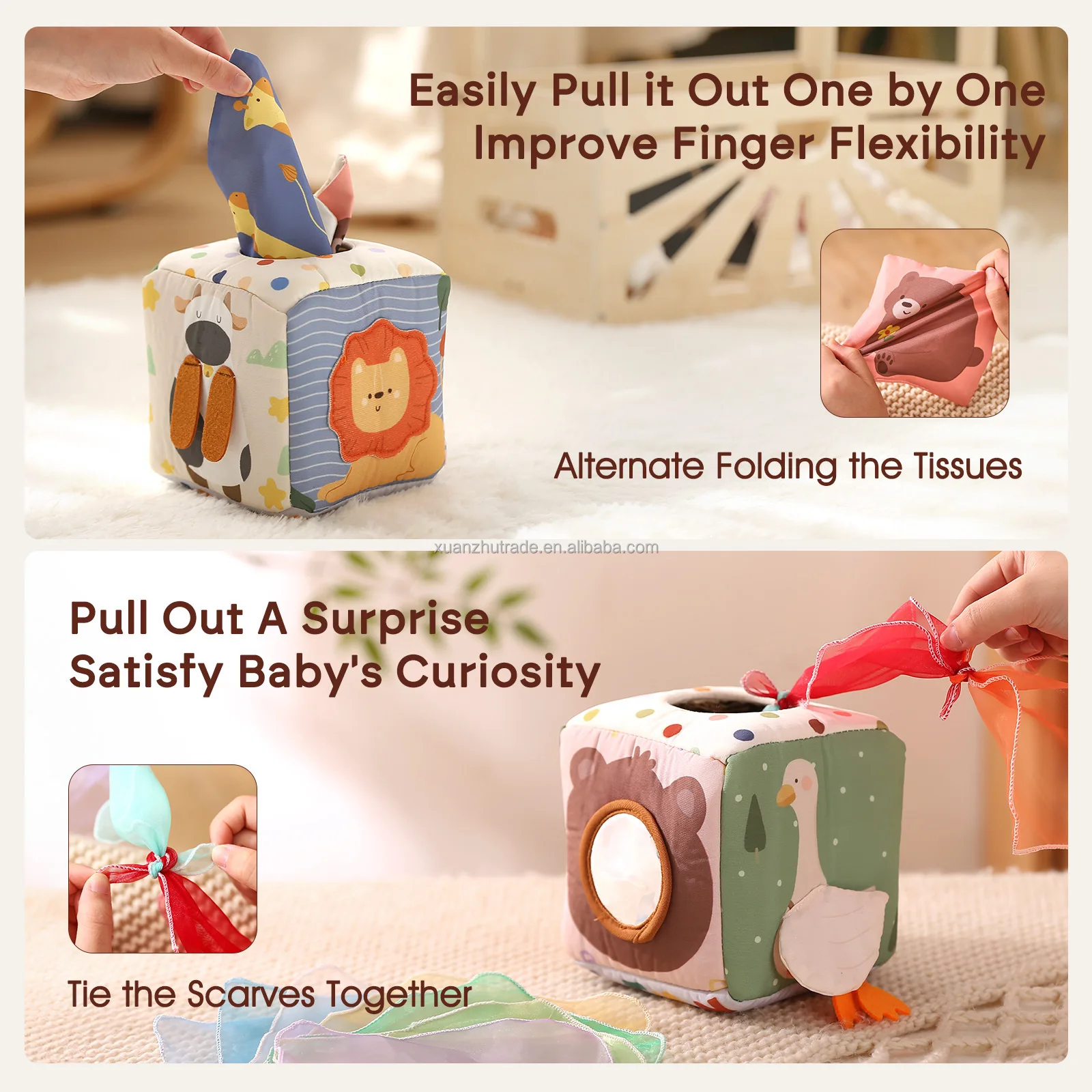 Baby Tissue Box Toys Infant Sensory Game Kids Montessori Toys Preschool ...