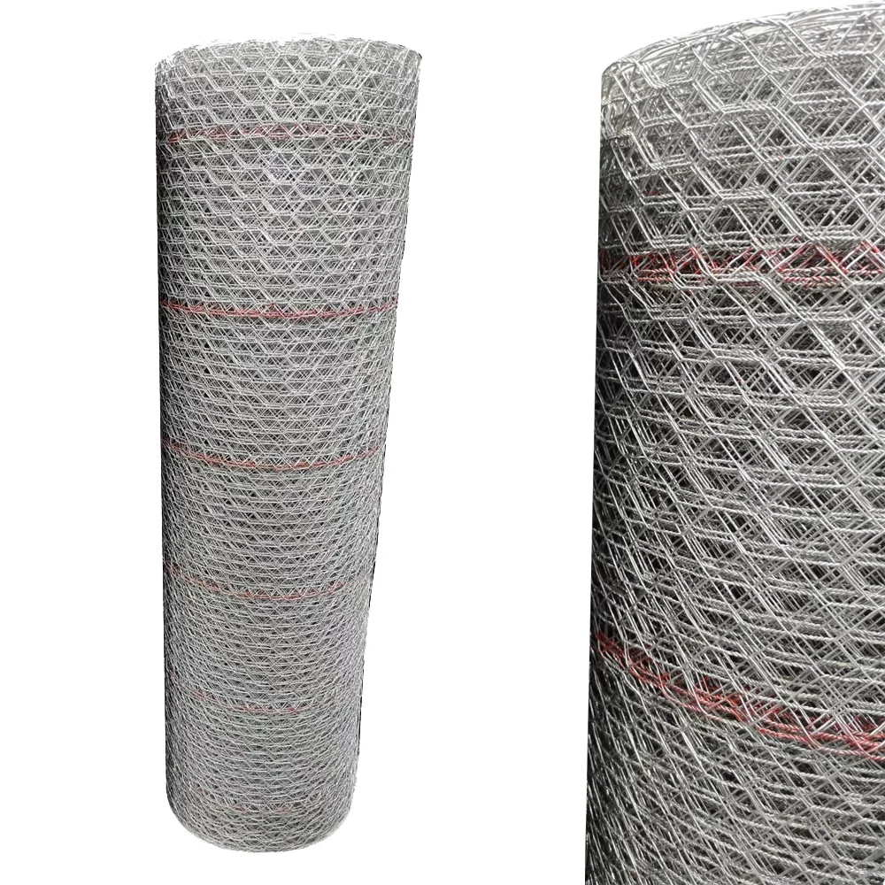 Self Furred Hex Galvanized Steel Stucco Netting 20 Gauge
