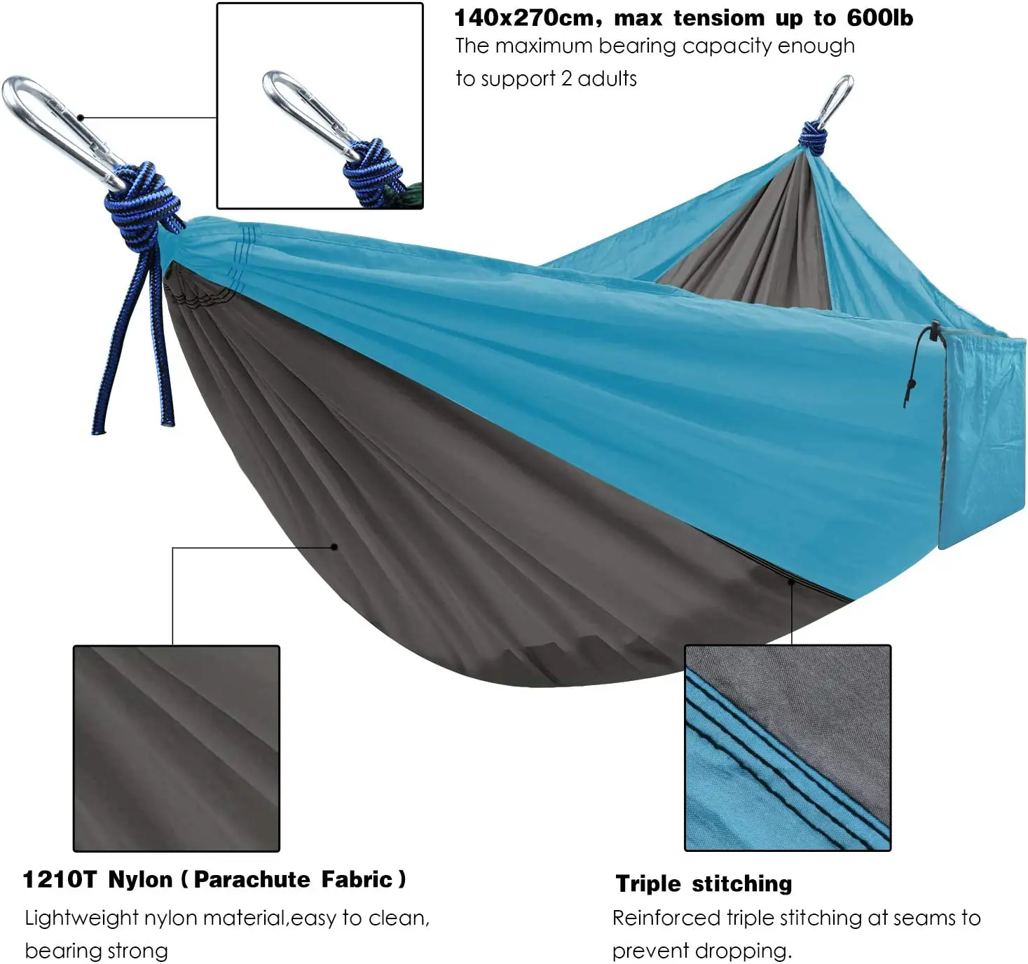 Easy Assembly Parks Picnics Hammocks Lightweight Hiking Backpacking ...