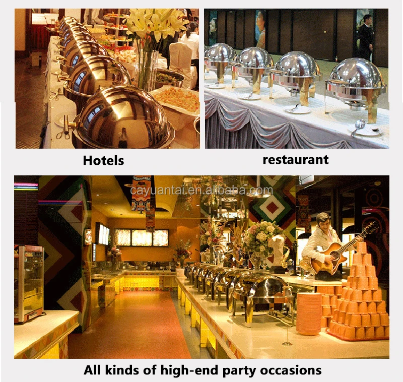 Hotel Buffet Thermal Food Warmer - Golden Chafing Dishes