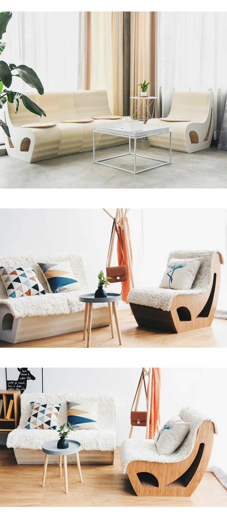 1 To 3 Seats Paper Sofa Folding Sofa Eco-friendly Craft Paper Living ...